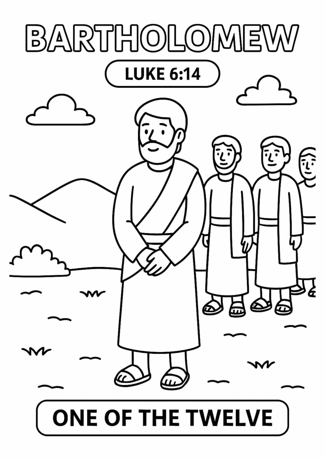 Bartholomew Bible Coloring Page – Free Printable for Kids (Luke 6:14 ...