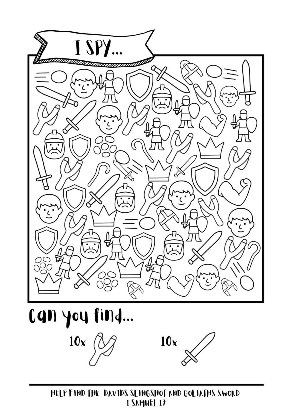 David and Goliath – Bible I SPY Activity Sheet (1 Samuel 17) - Free ...