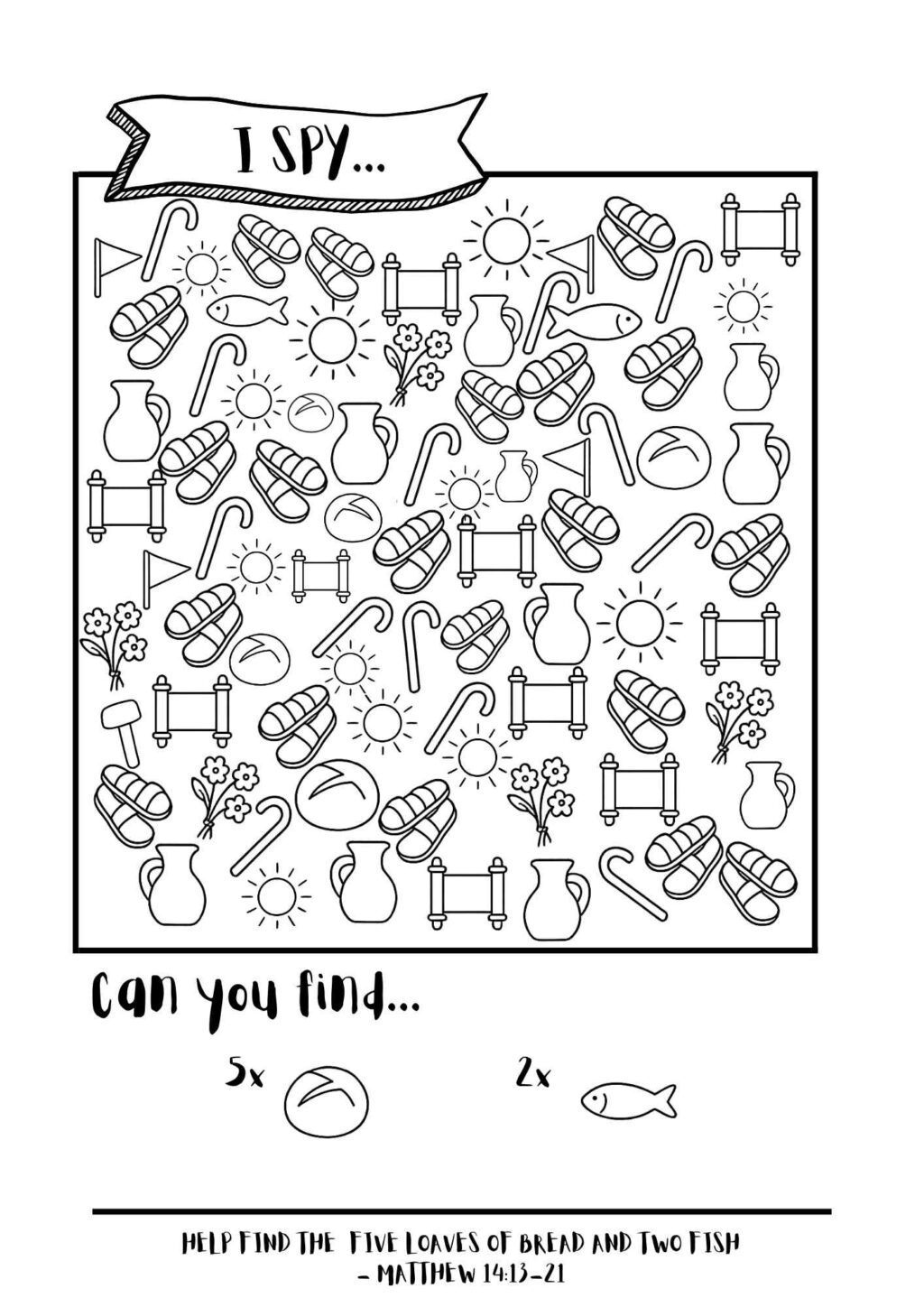 Jesus Feeds the 5000 – Bible I SPY Activity Sheet (John 6:1–14) - Free ...