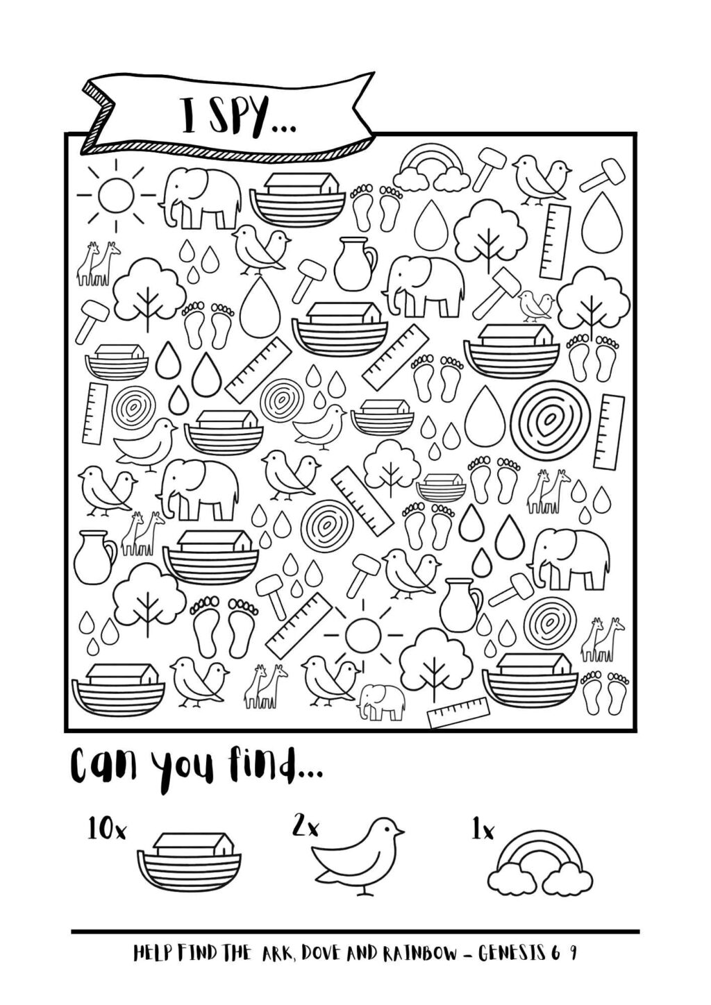 Noah’s Ark – Bible I SPY Activity Sheet (Genesis 6–9) - Free Bible ...