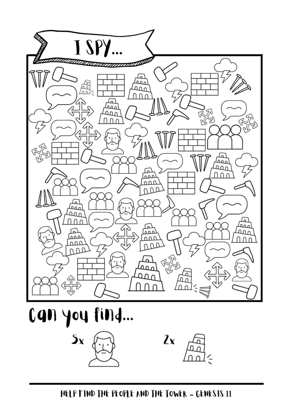 The Tower of Babel – Bible-Themed I SPY Printable Activity Sheets ...