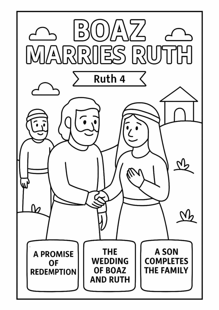 Boaz Marries Ruth Coloring Page – Free Ruth 4 Printable for Kids - Free ...