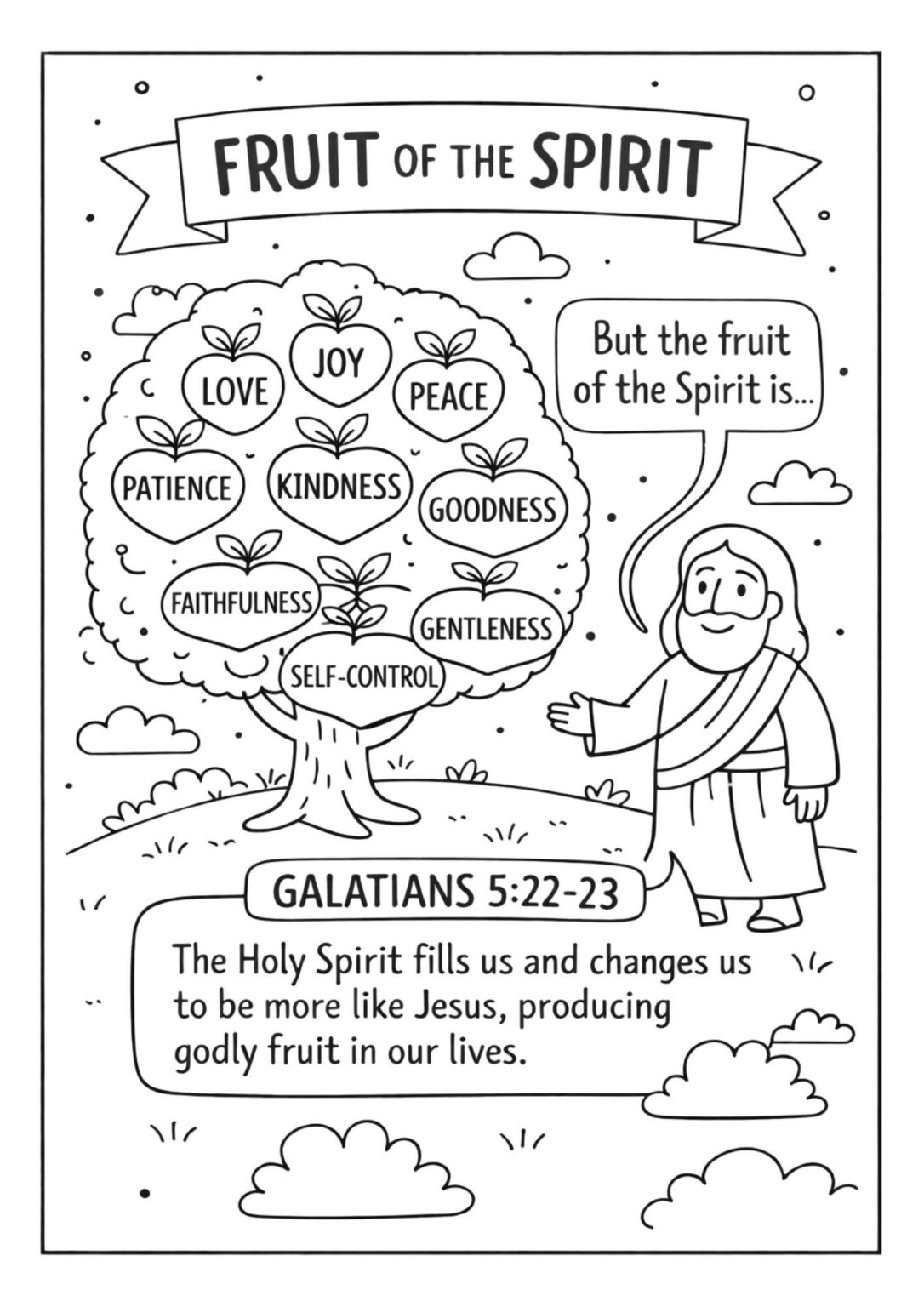 Fruit of the Spirit Printable Coloring Page – Galatians 5:22-23 ...