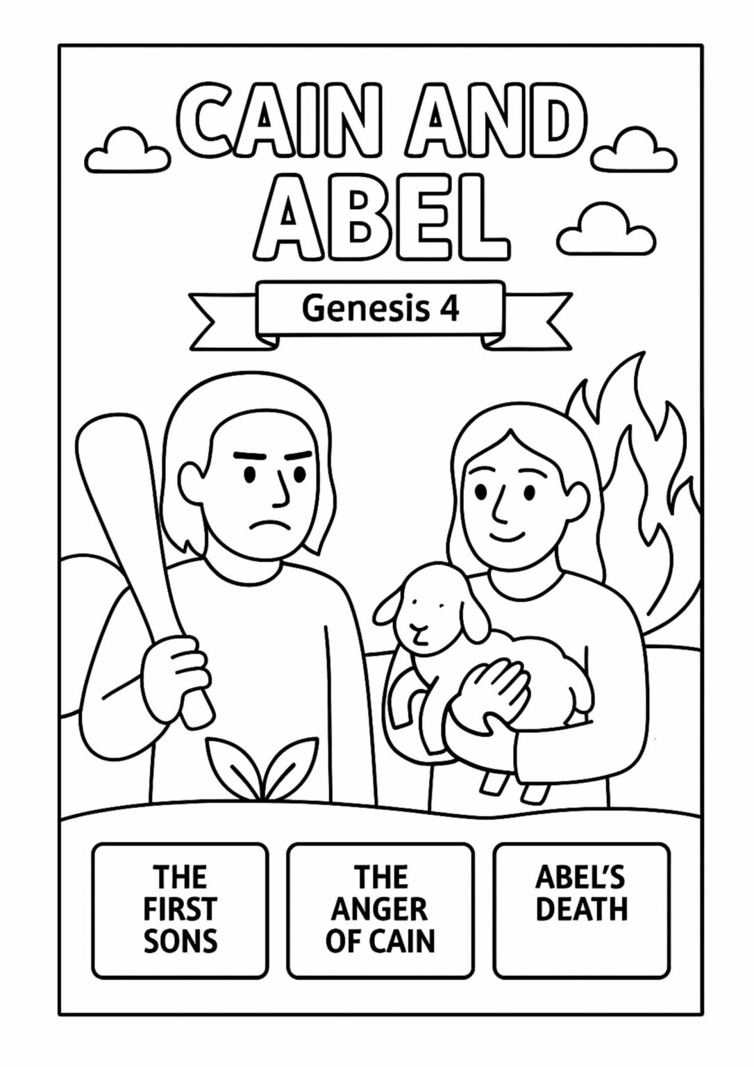 Cain and Abel Coloring Page – Free Genesis 4 Printable for Kids - Free ...