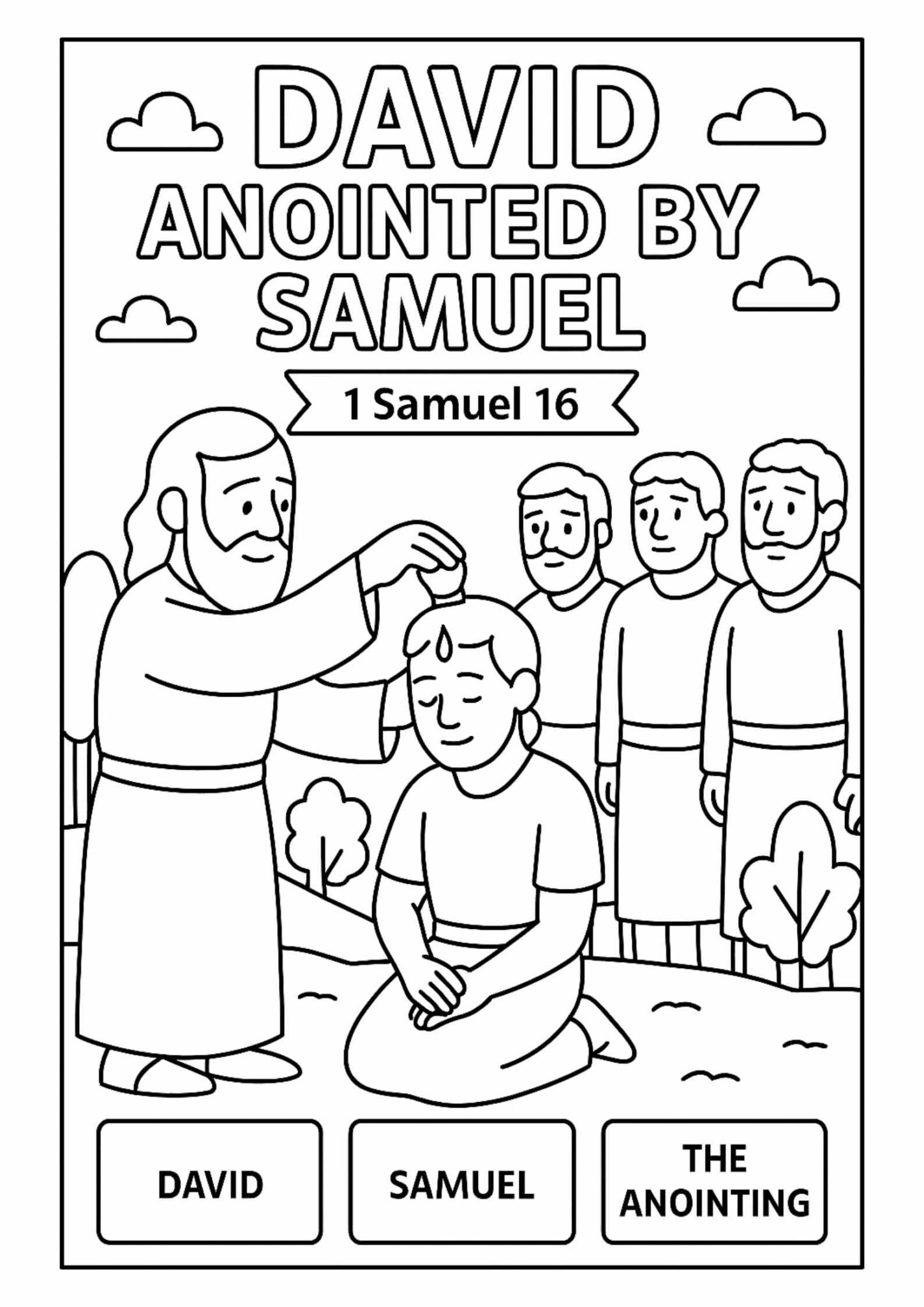 David Anointed by Samuel Coloring Page – Free 1 Samuel 16 Printable for ...