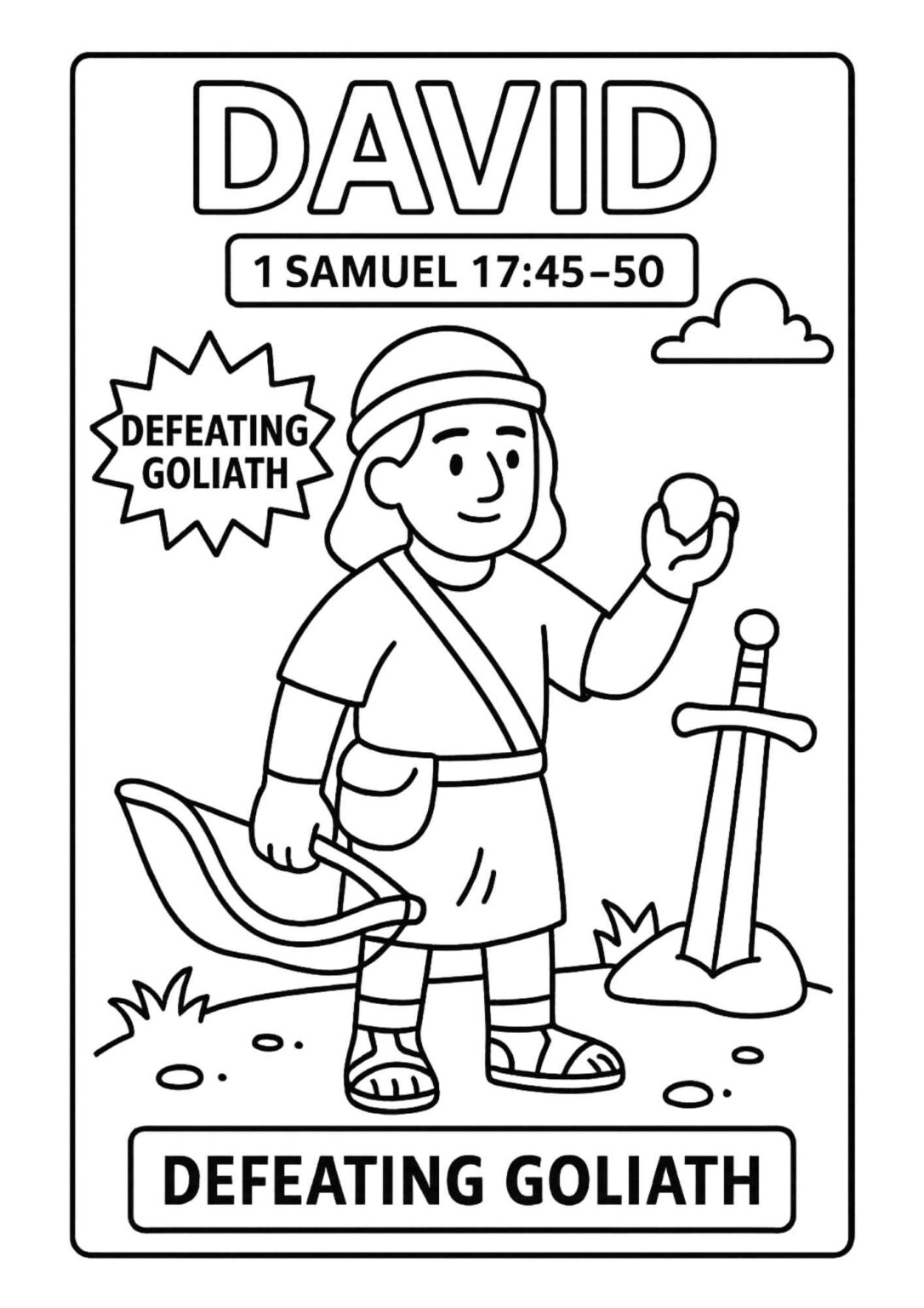 David Bible Character Coloring Page – Free Printable for Kids (1 Samuel ...