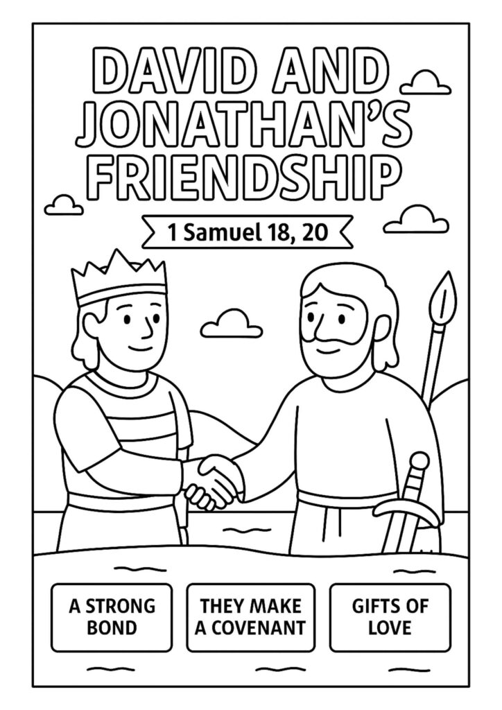 David and Jonathan’s Friendship Coloring Page – Free 1 Samuel 18 & 20 ...