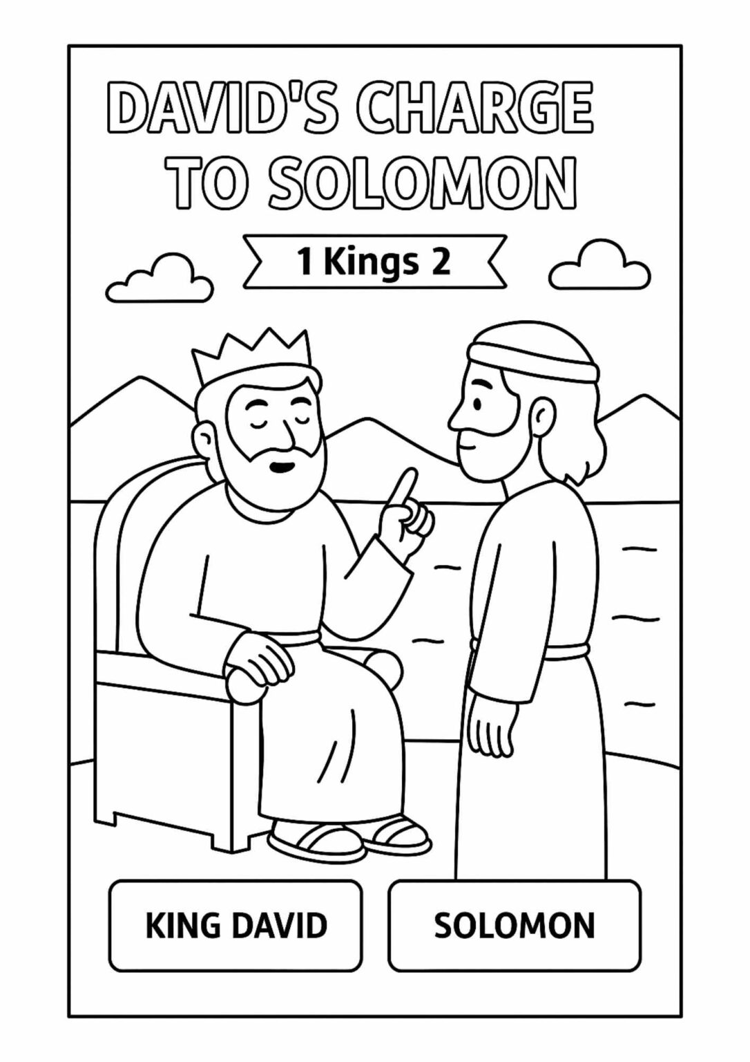 David’s Charge to Solomon – Free Bible Coloring Page for Kids (1 Kings ...