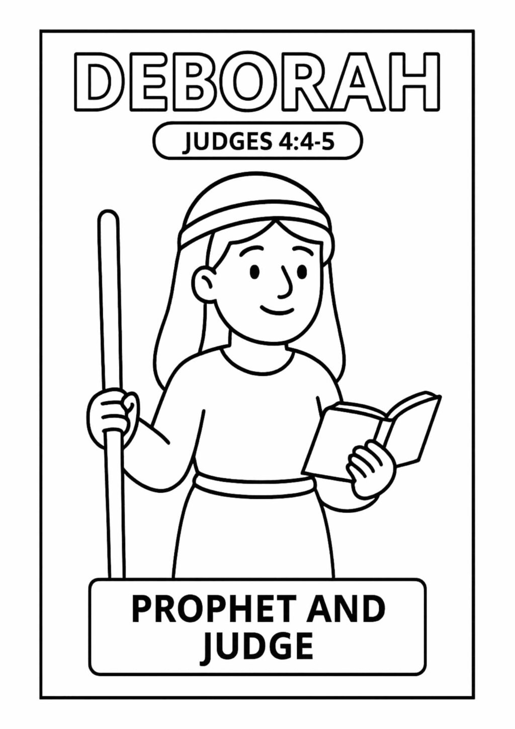 Deborah Bible Character Coloring Page – Free Printable for Kids (Judges ...