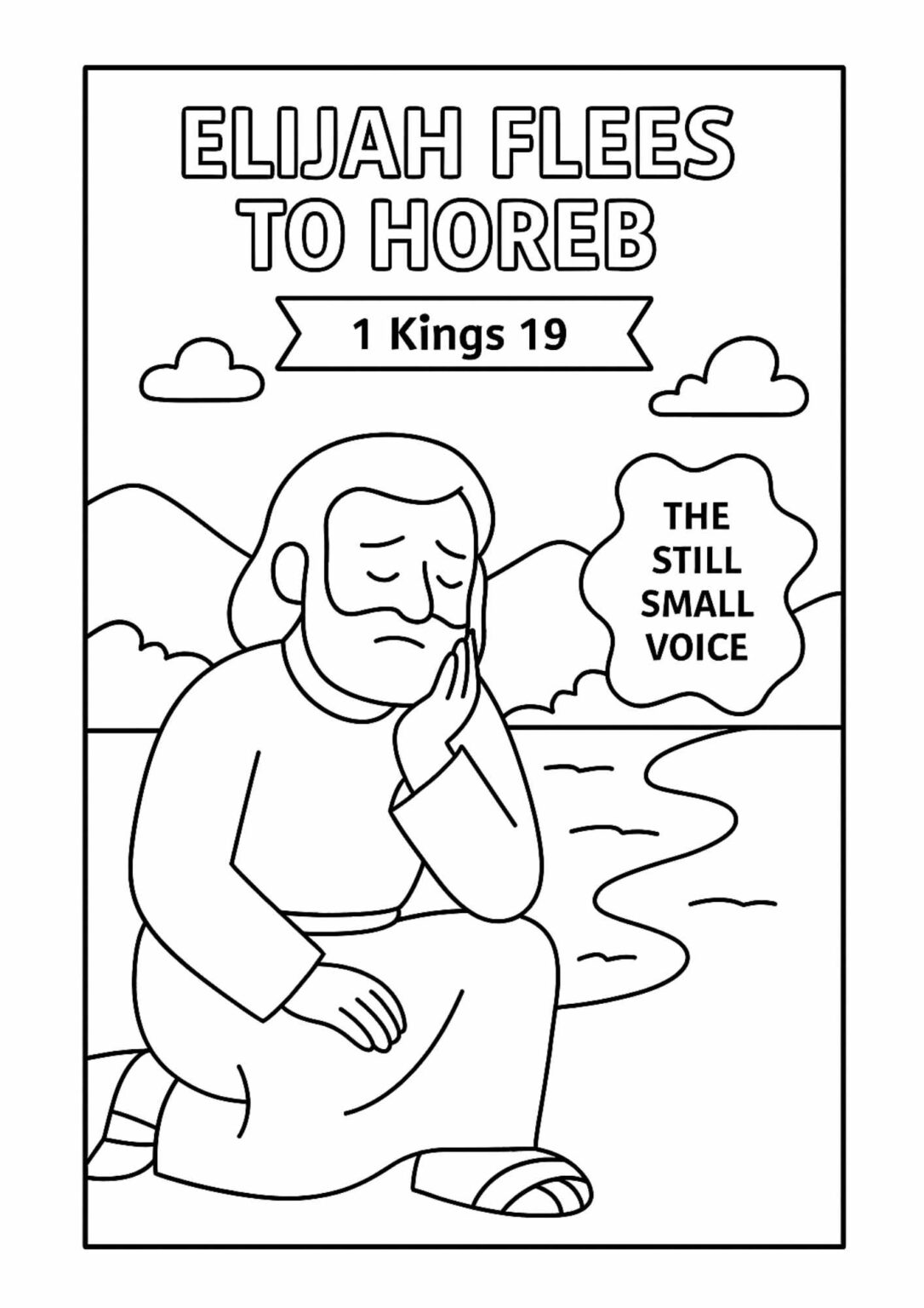 Elijah Flees to Horeb – Free Bible Coloring Page for Kids (1 Kings 19 ...