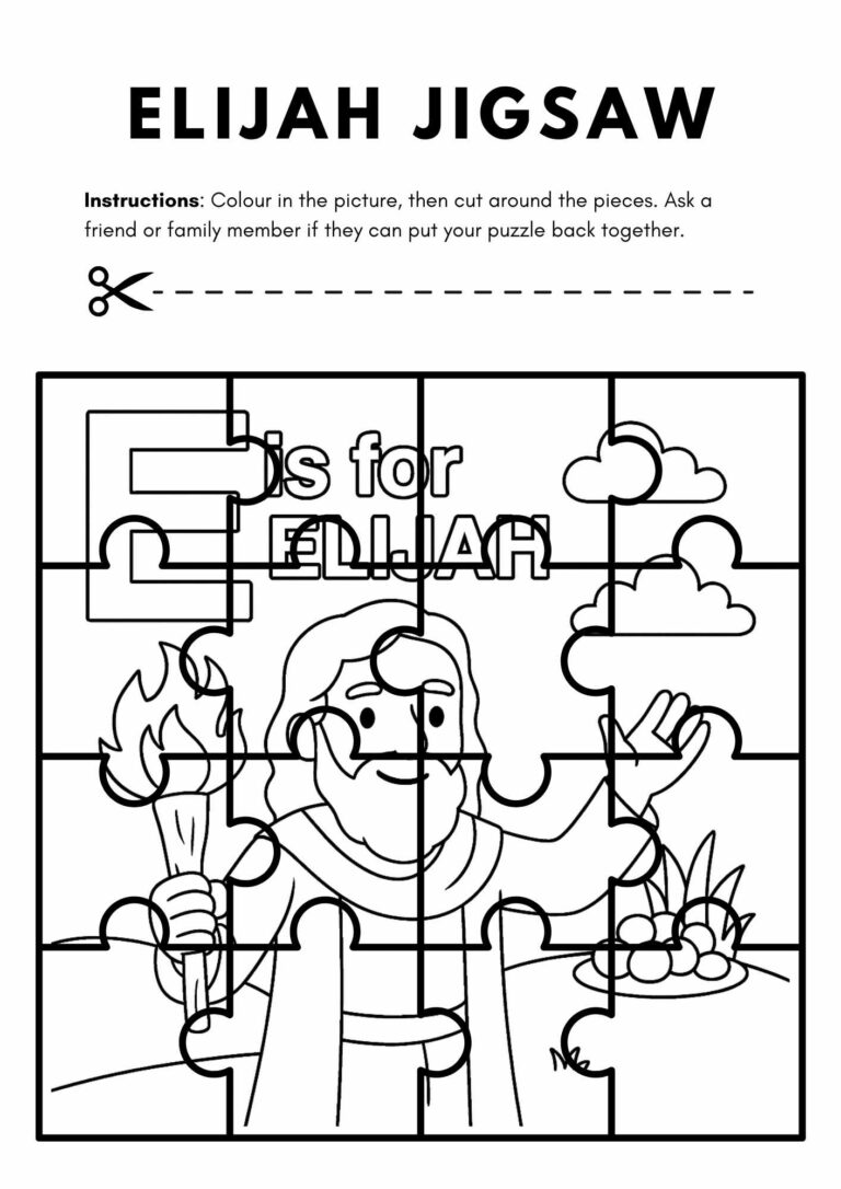 Elijah Themed Cut and Color Puzzle – Free Bible Printable for Kids ...