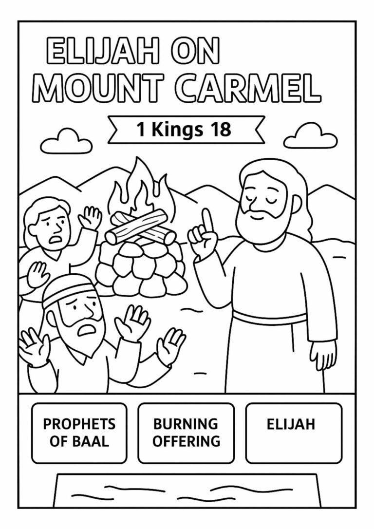 Elijah on Mount Carmel – Free Bible Coloring Page for Kids (1 Kings 18) - Free Bible Worksheets