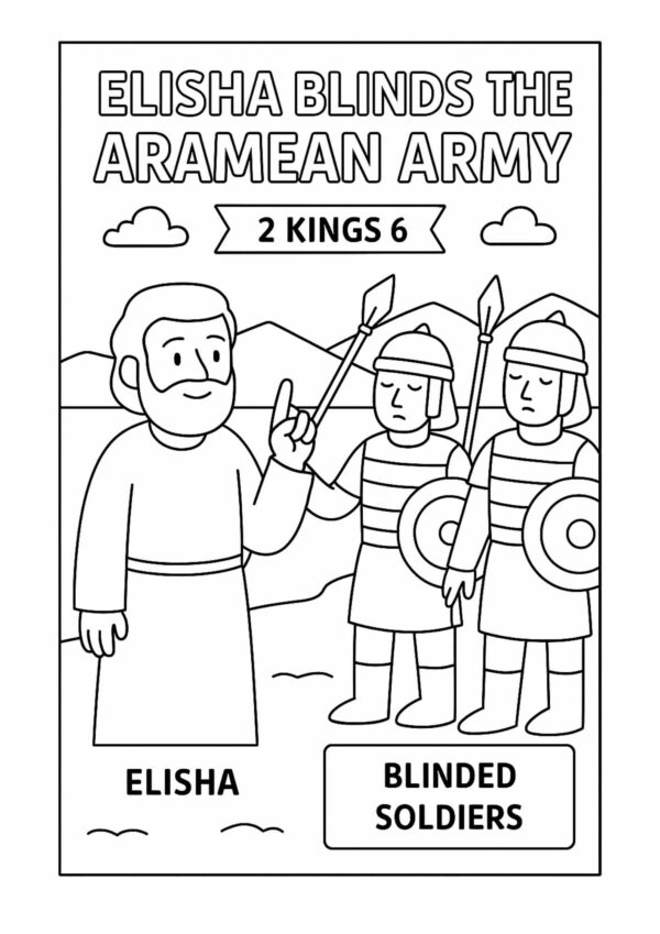 Elisha Blinds the Aramean Army – Free Bible Coloring Page for Kids (2 ...