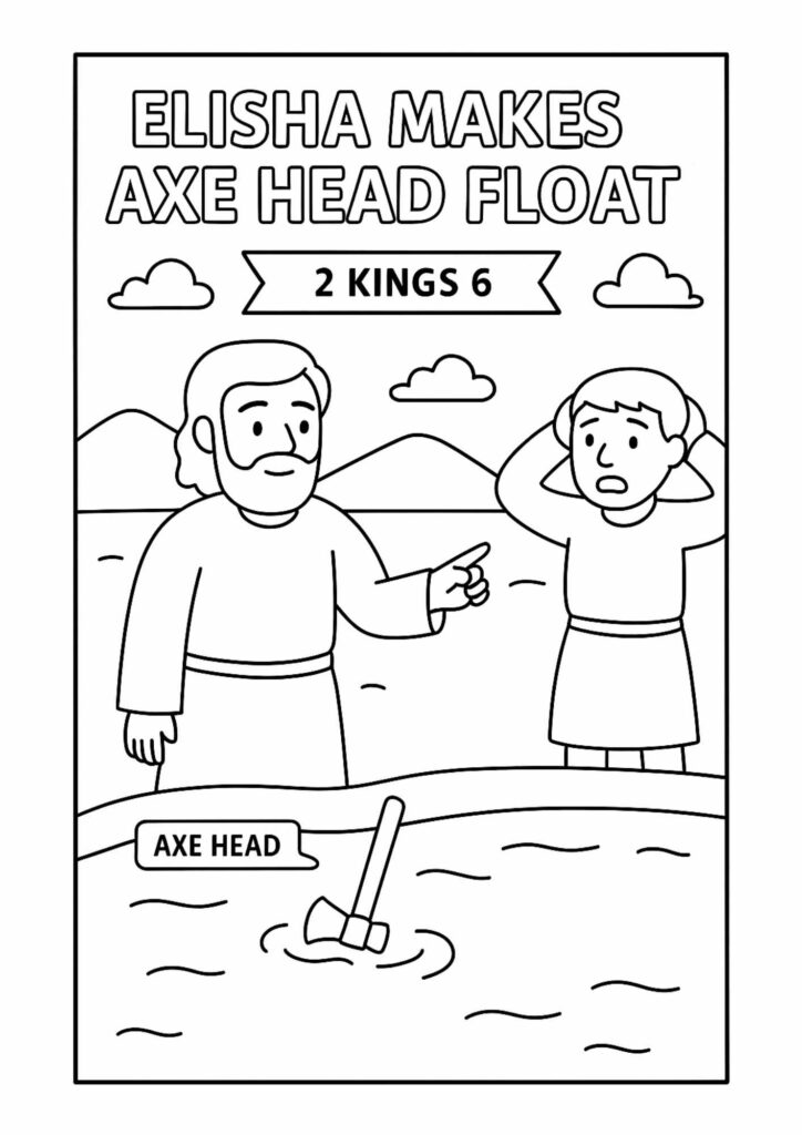 Elisha Makes the Axe Head Float – Free Bible Coloring Page for Kids (2 ...