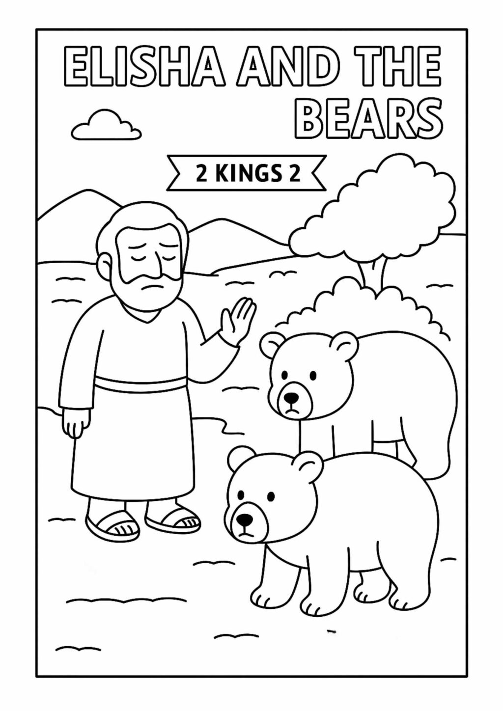 Elisha and the Two Bears – Free Bible Coloring Page for Kids (2 Kings 2 ...