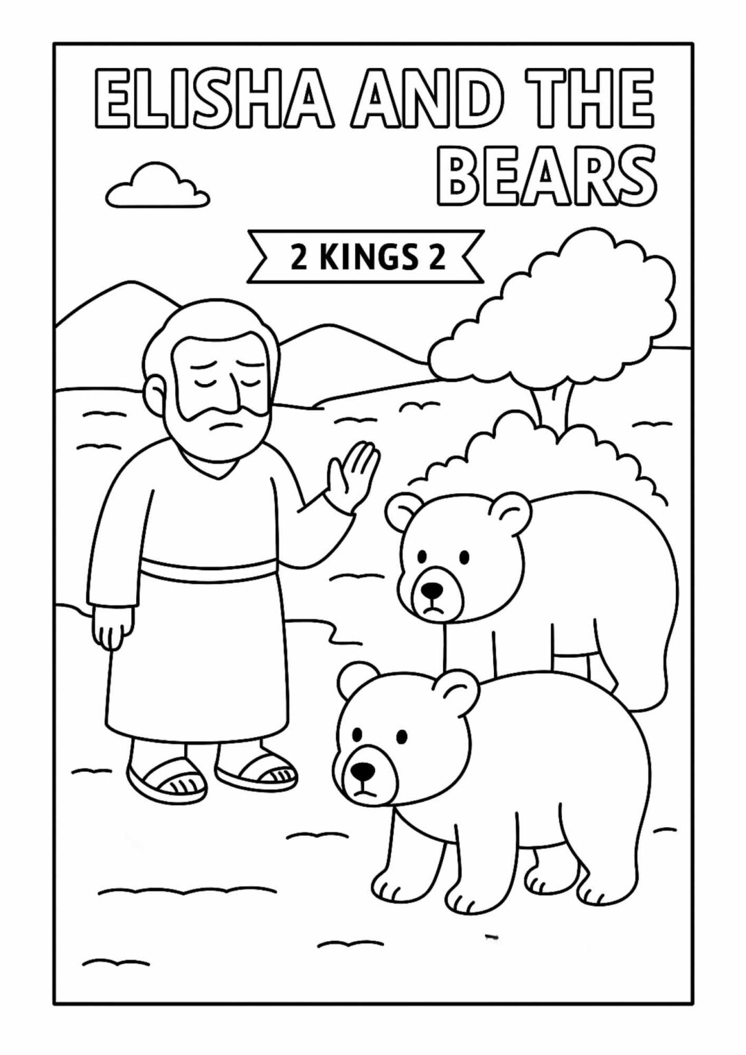 Elisha and the Two Bears – Free Bible Coloring Page for Kids (2 Kings 2 ...