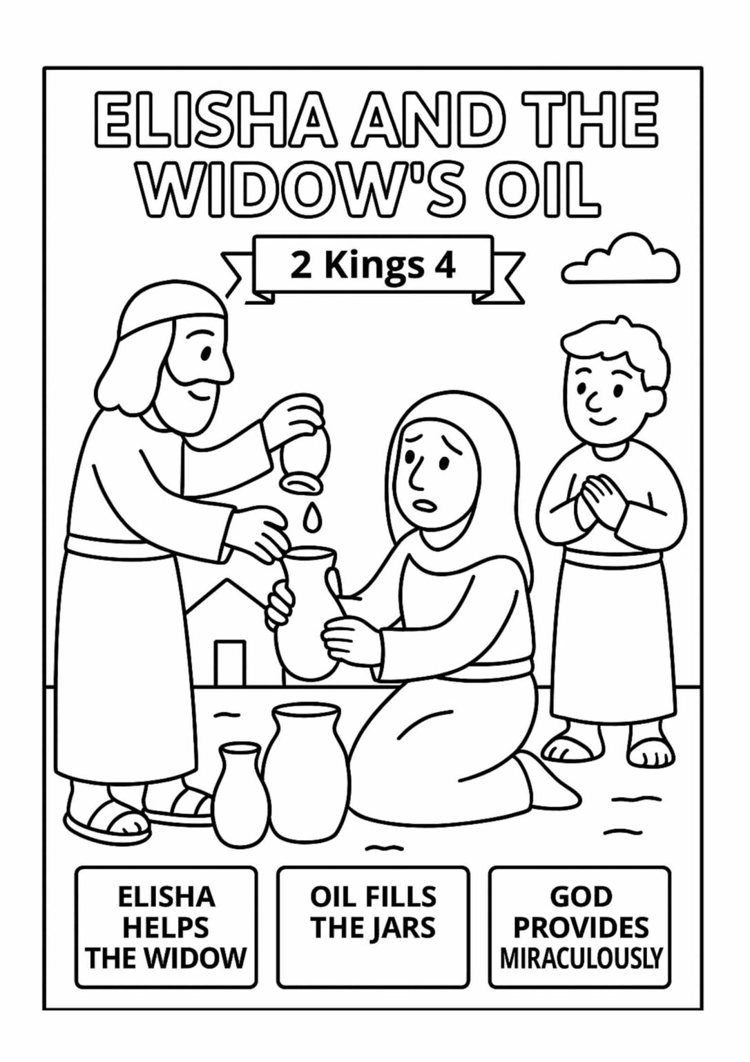Elisha and the Widow’s Oil – 2 Kings 4 Coloring Page (Free Printable ...