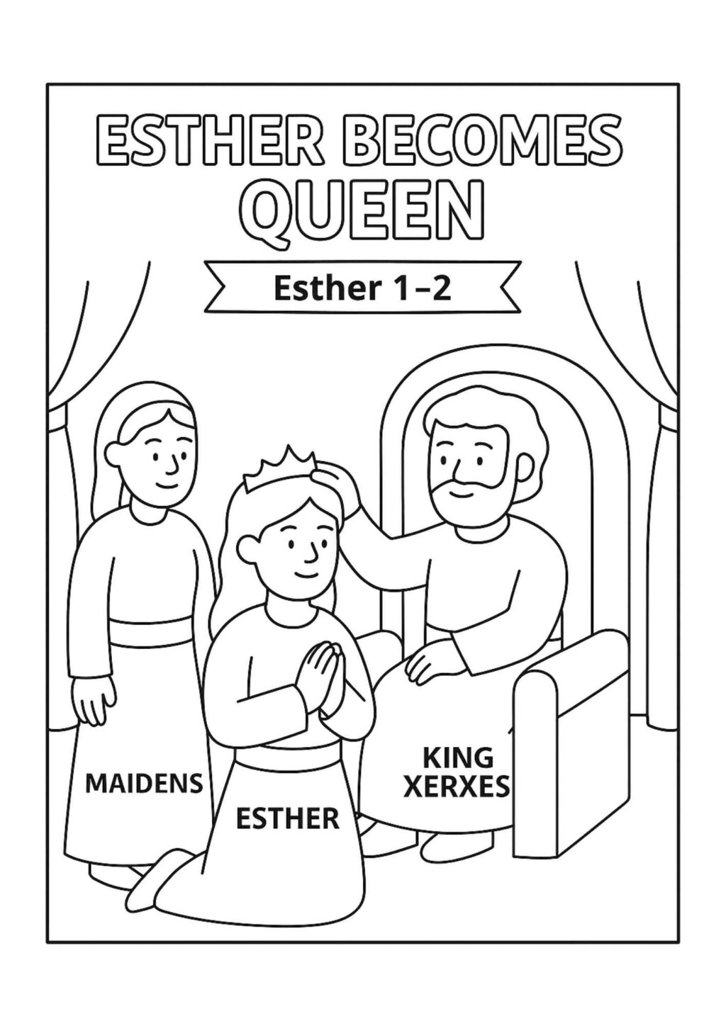 Esther in the Bible Coloring Pages – Free Printable Set for Kids - Free Bible Worksheets