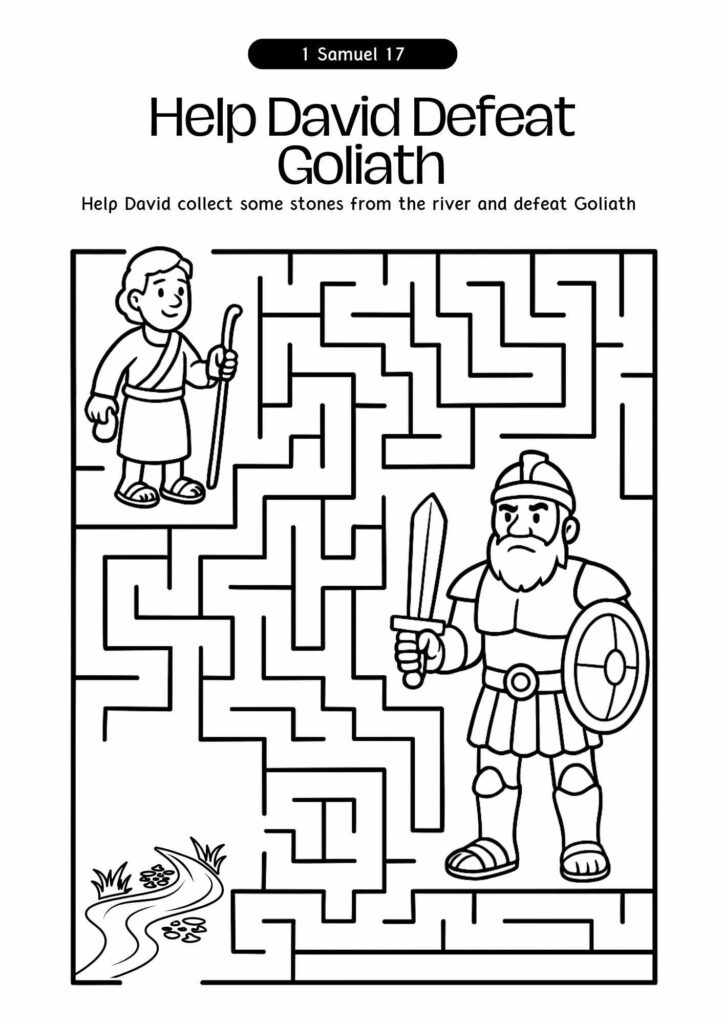 Free David and Goliath Maze Printable – Bible Activity for Kids (1 ...
