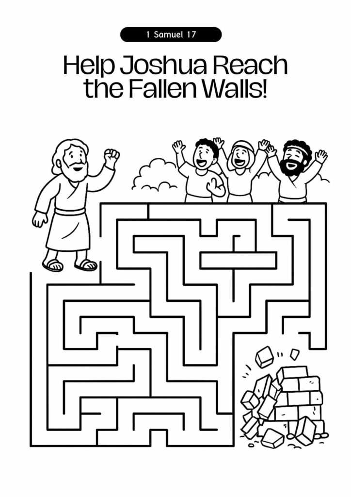 Free Walls of Jericho Fall Maze Printable – Bible Activity for Kids (Joshua 6) - Free Bible ...