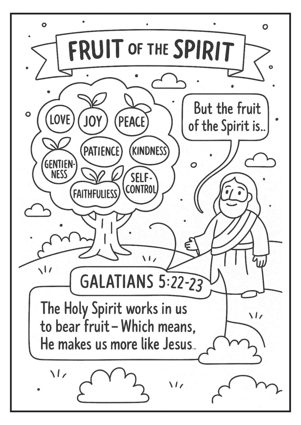 Fruit of the Spirit Printable Coloring Page – Galatians 5:22-23 ...