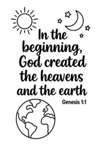 Genesis 1:1 Memory Verse Coloring Page – In the Beginning God Created ...
