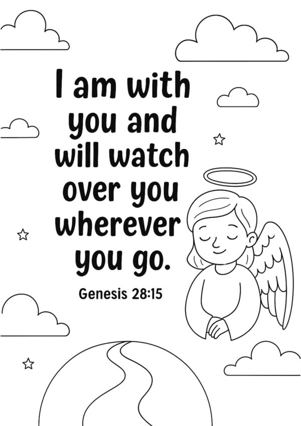 Genesis 28:15 Memory Verse Coloring Page – “I Am With You and Will ...