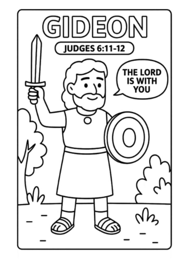 Gideon Bible Character Coloring Page – Free Printable for Kids (Judges ...