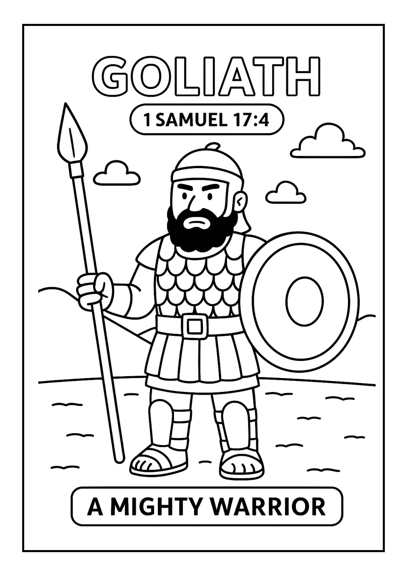 Goliath Bible Coloring Page – Free Printable for Kids (1 Samuel 17:4 ...