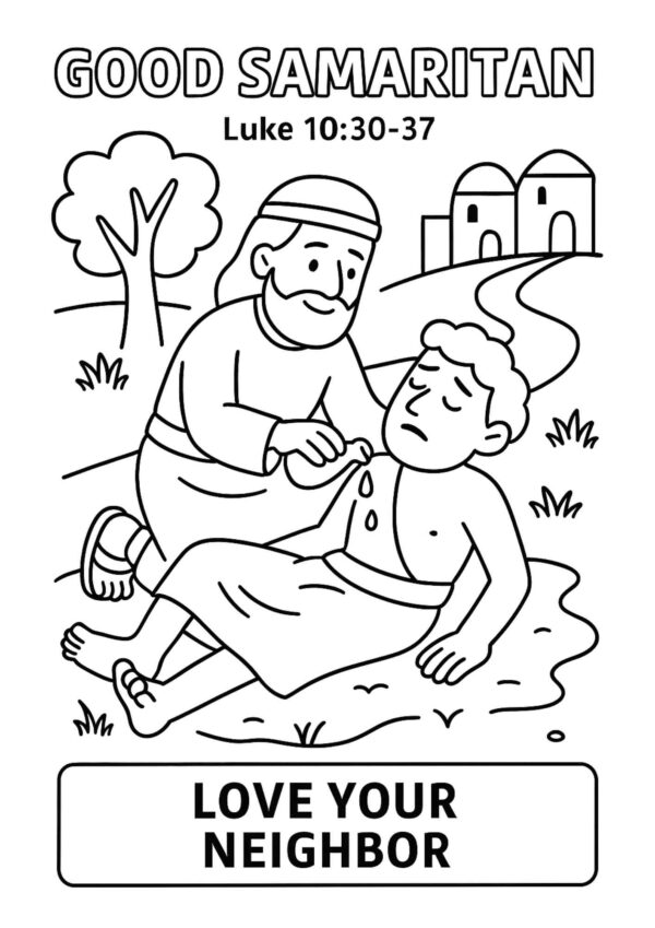 Good Samaritan Bible Coloring Page – Free Printable for Kids (Luke 10: ...