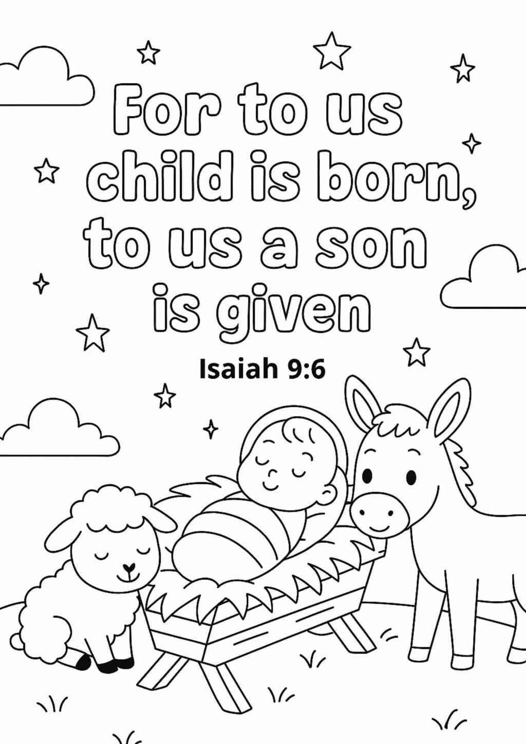 Isaiah 9:6 Memory Verse Coloring Page – “For to Us a Child Is Born ...