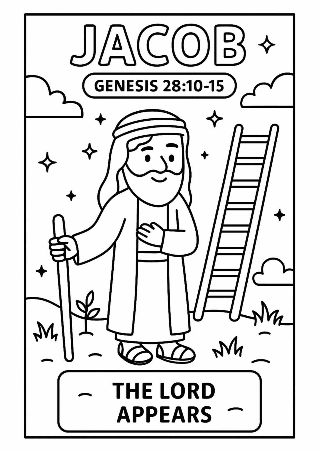 Jacob Bible Character Coloring Page – Free Printable for Kids (Genesis ...