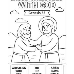 Jacob wrestles with God coloring page Archives - Free Bible Worksheets