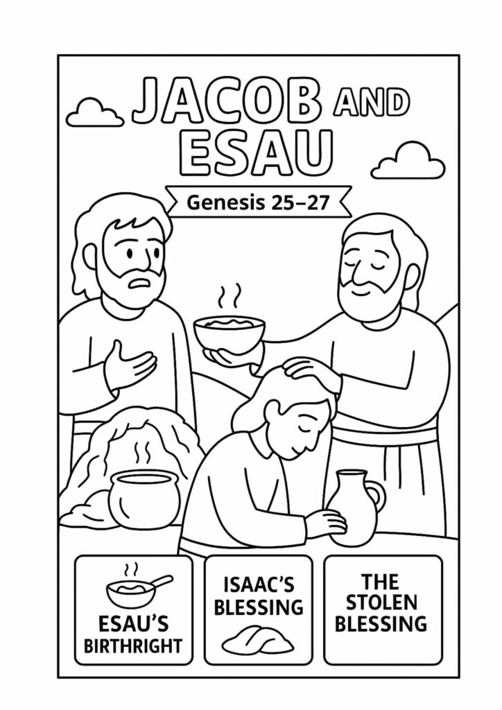 Jacob and Esau Coloring Page – Free Genesis 25–27 Printable for Kids ...