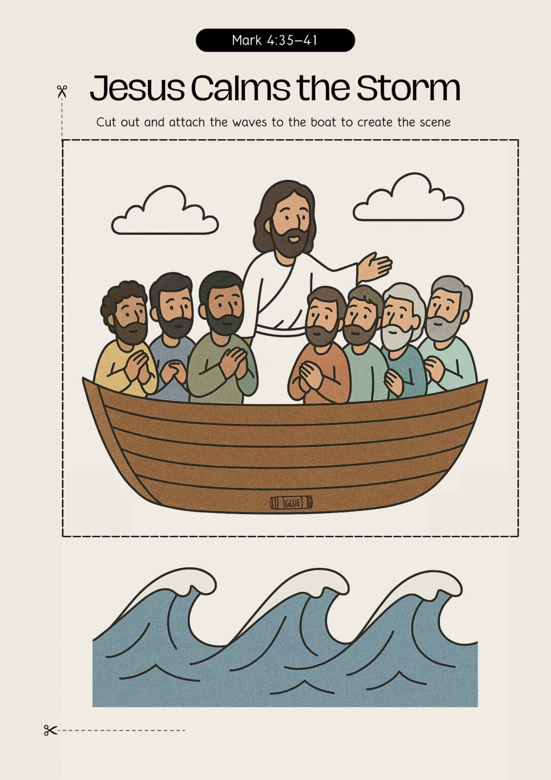 Jesus Calms the Storm – Printable Folding Craft for Kids (Mark 4:35–41 ...