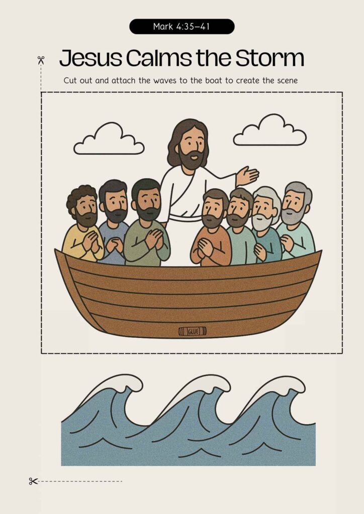 Jesus Calms the Storm – Printable Folding Craft for Kids (Mark 4:35–41 ...