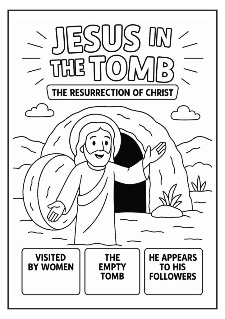 Jesus in the Tomb – Easter Magazine-Style Coloring Page - Free Bible ...