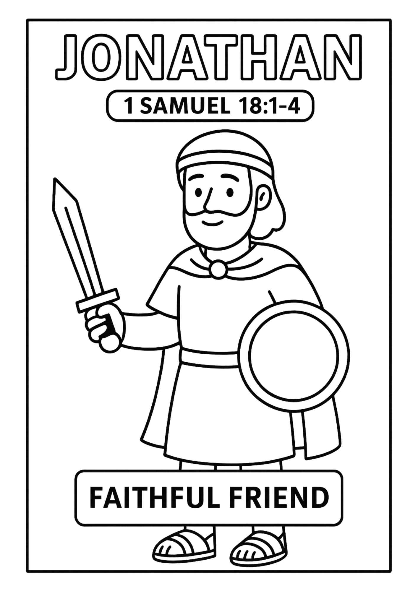 Jonathan Bible Character Coloring Page – Free Printable for Kids (1 ...