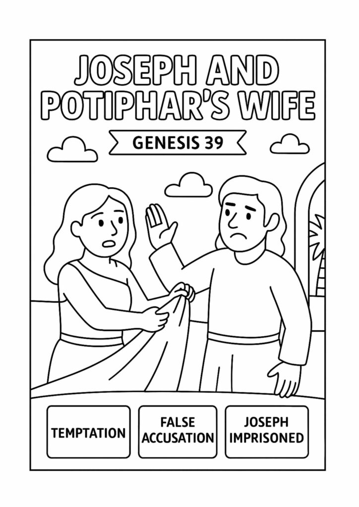 Joseph and Potiphar’s Wife Coloring Page – Free Genesis 39 Printable ...