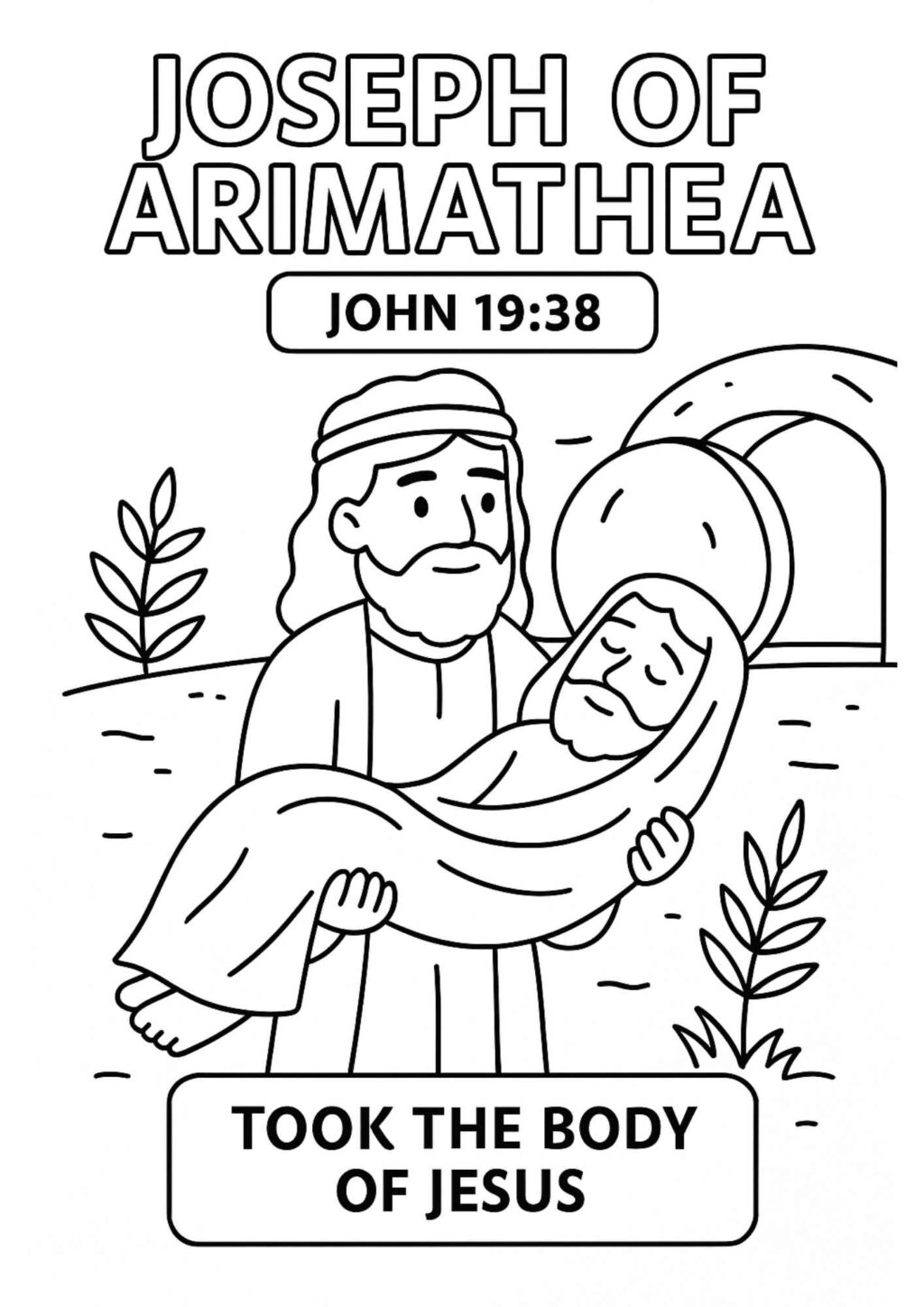 Joseph of Arimathea Bible Coloring Page – Free Printable for Kids (John ...