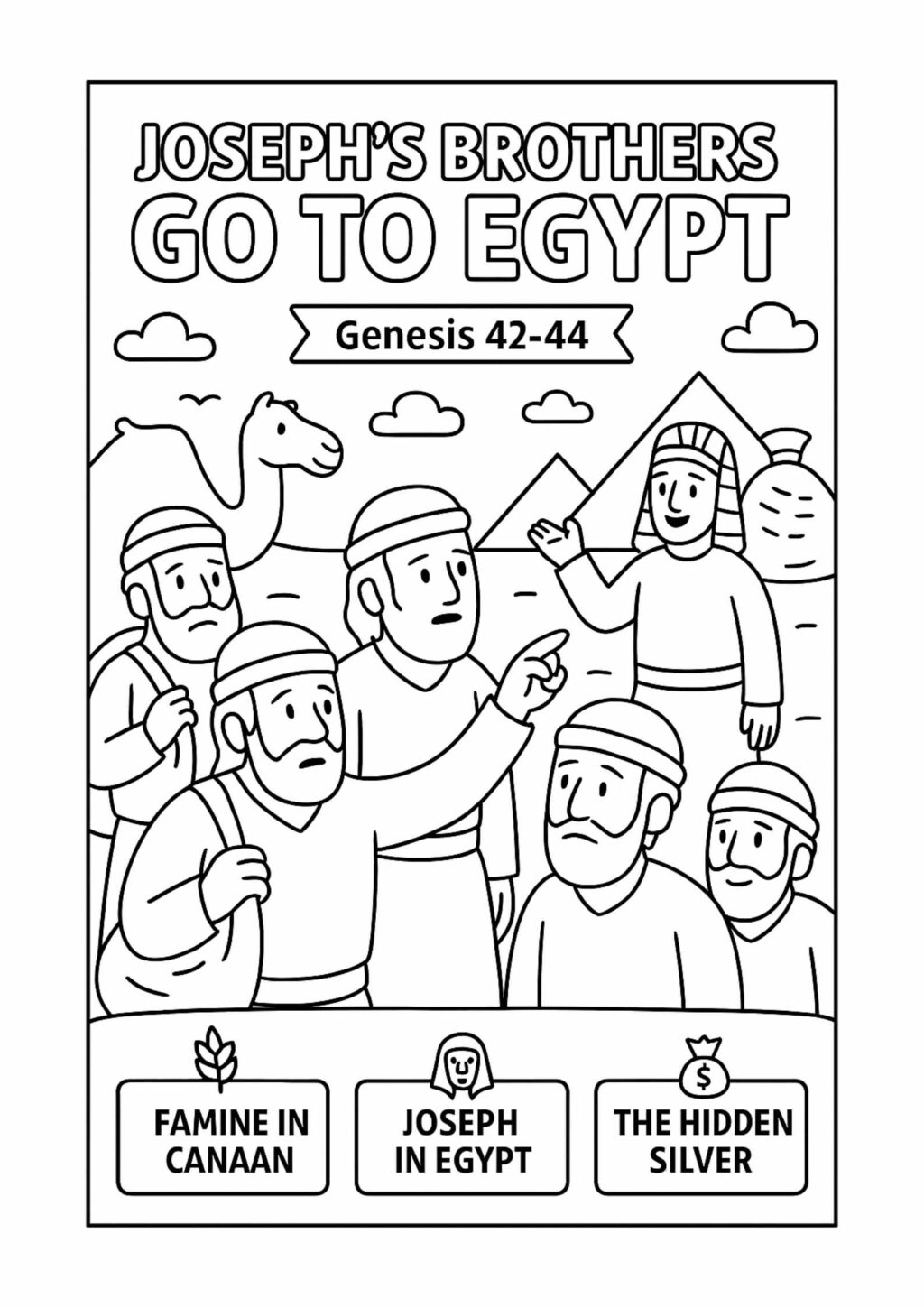 Joseph’s Brothers Go to Egypt Coloring Page – Free Genesis 42–44 ...