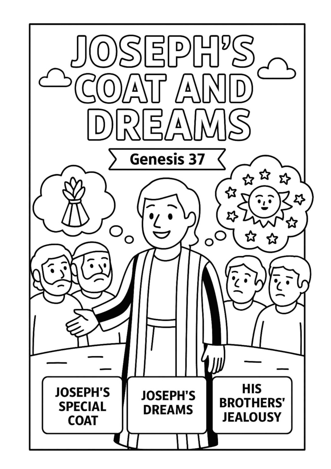 Joseph’s Coat and Dreams Coloring Page – Free Genesis 37 Printable for ...