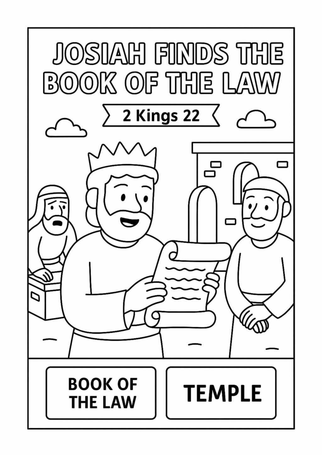 Josiah Finds the Book of the Law – Free Bible Coloring Page for Kids (2 ...