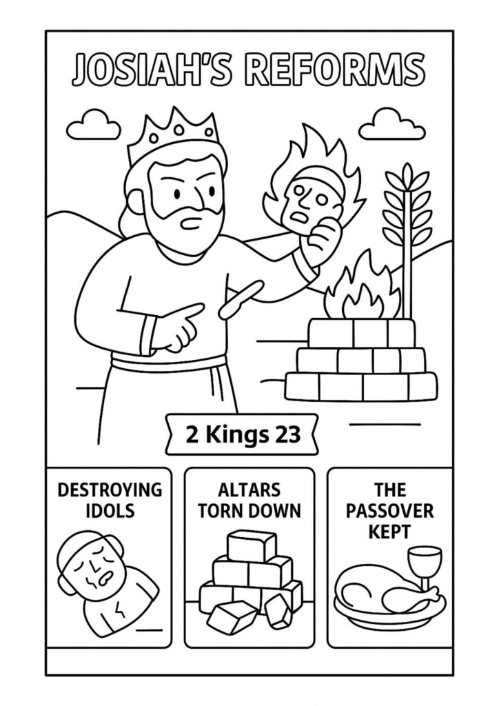 Josiah’s Reforms – Free Bible Coloring Page for Kids (2 Kings 23 ...