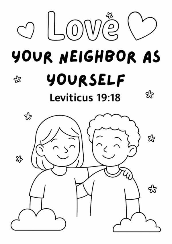 Leviticus 19:18 Memory Verse Coloring Page – “Love Your Neighbor as ...