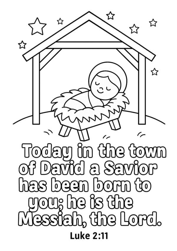 Luke 2:11 Memory Verse Coloring Page – “Today in the Town of David a ...