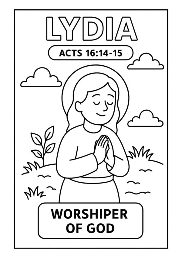 Lydia Bible Character Coloring Page – Free Printable for Kids (Acts 16: ...
