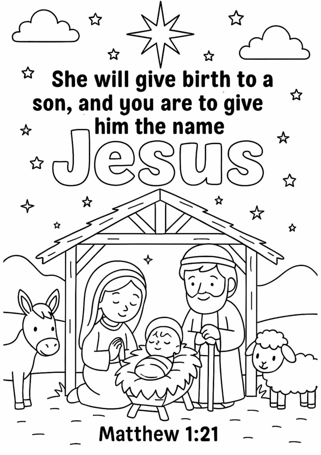 Matthew 1:21 Memory Verse Coloring Page – “You Are to Give Him the Name ...