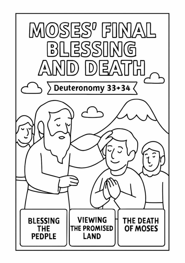 Moses’ Final Blessing and Death Coloring Page – Free Deuteronomy 33–34 ...