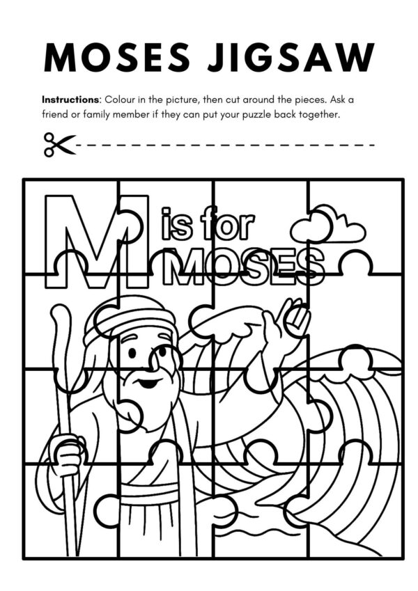 Moses Themed Cut and Color Puzzle – Free Bible Printable for Kids ...